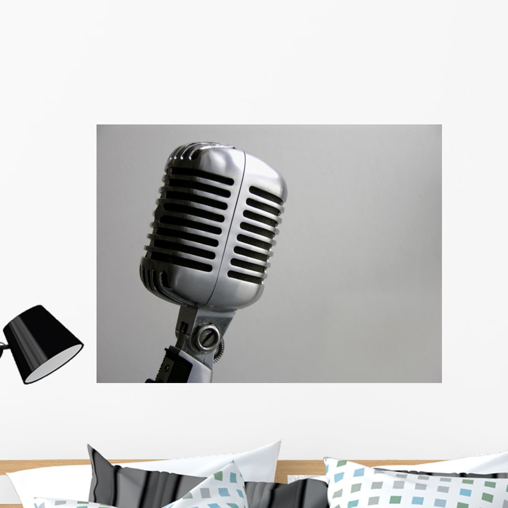 Vintage Microphone Wall Mural Decal by Wallmonkeys Vinyl Peel and Stick ...