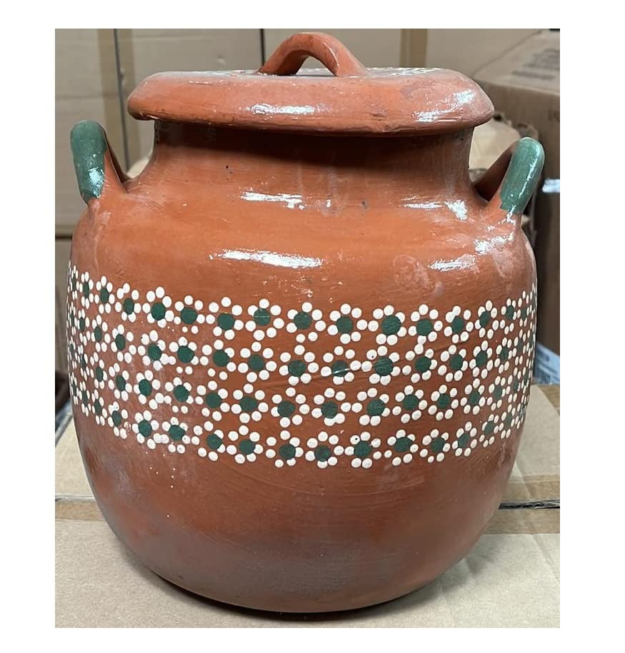 Authentic Mexican Barro Olla Bola Grande Con Tapa Mexicana Para Frijol ...