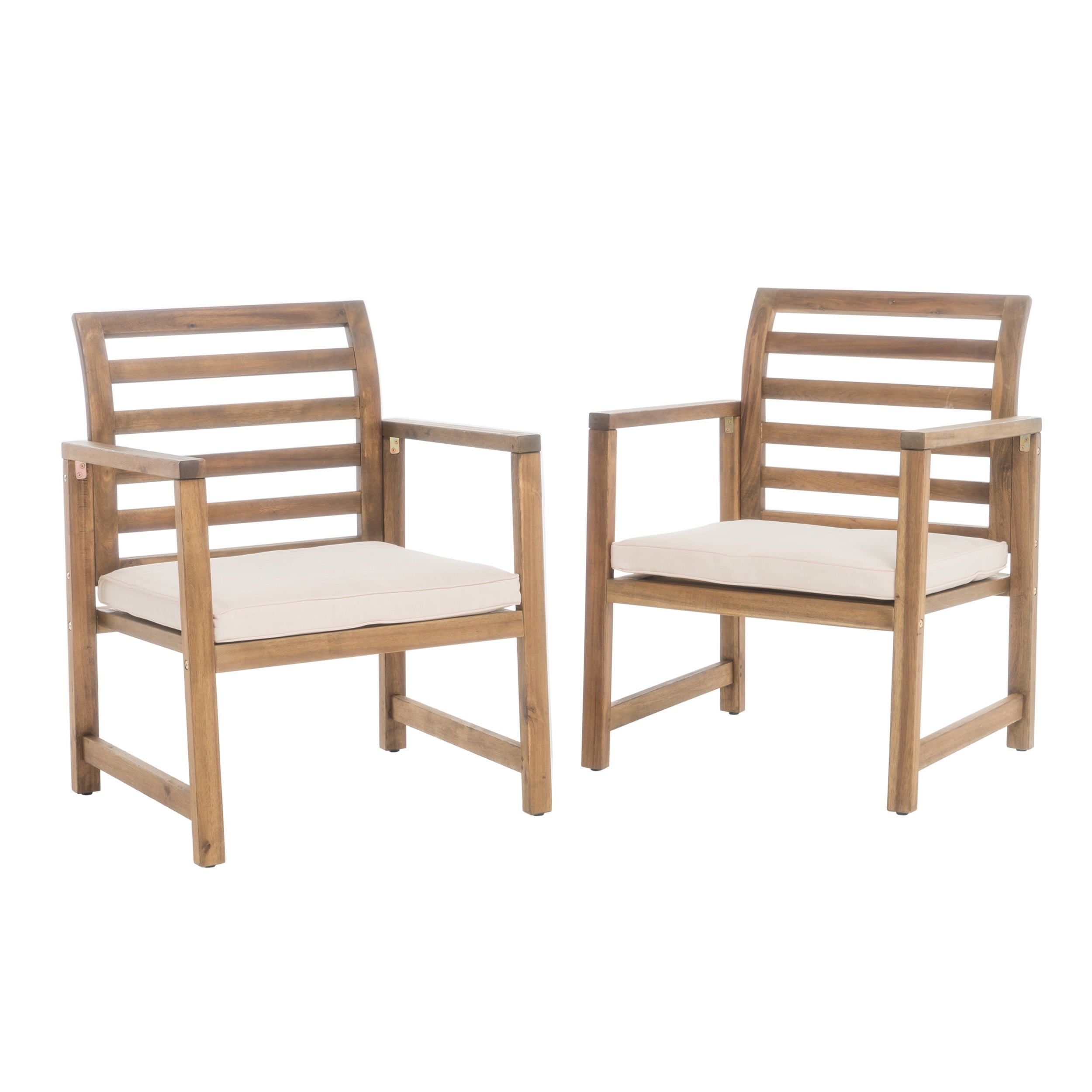 GDF Studio Abraham Outdoor Acacia Wood Club Chairs with Cushion, Set of ...