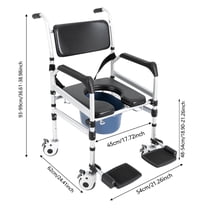 Multifunctional Bedside Commode, Shower Chair with Wheels, Transport ...