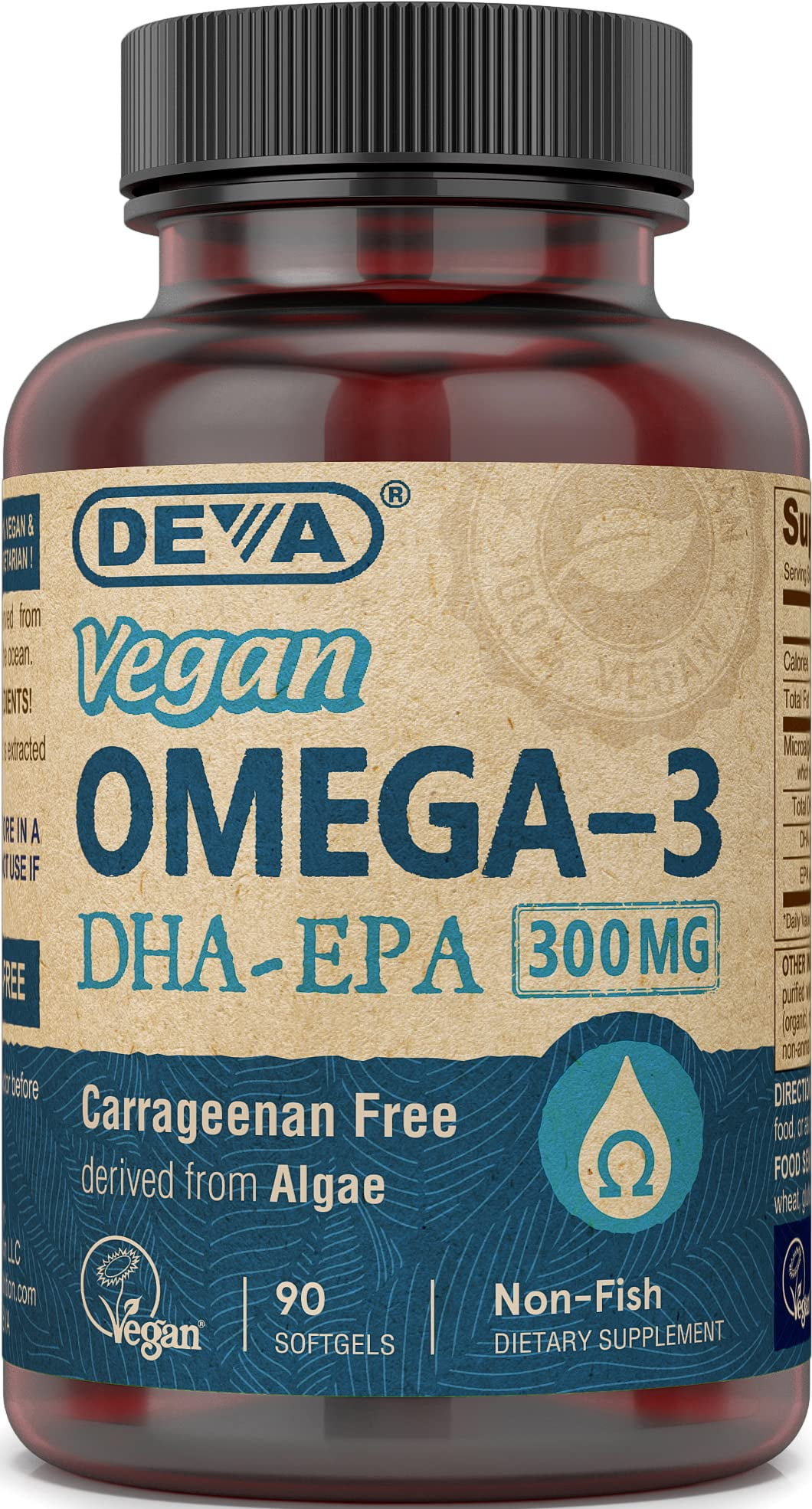 Suplemento DEVA Vegan Omega-3 DHA EPA 300 mg 90 cápsulas blandas ...
