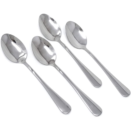 4-Piece 17.2cm/6.77inch Oval Shape Stainless Steel Dinner Spoons Soup ...