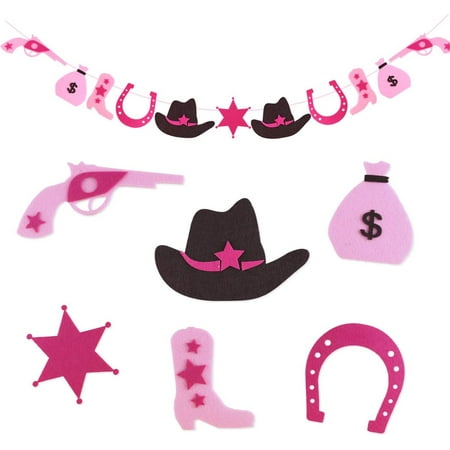 Pink Cowgirl Banner - Boot Banner, Horseshoe Garland for Western ...