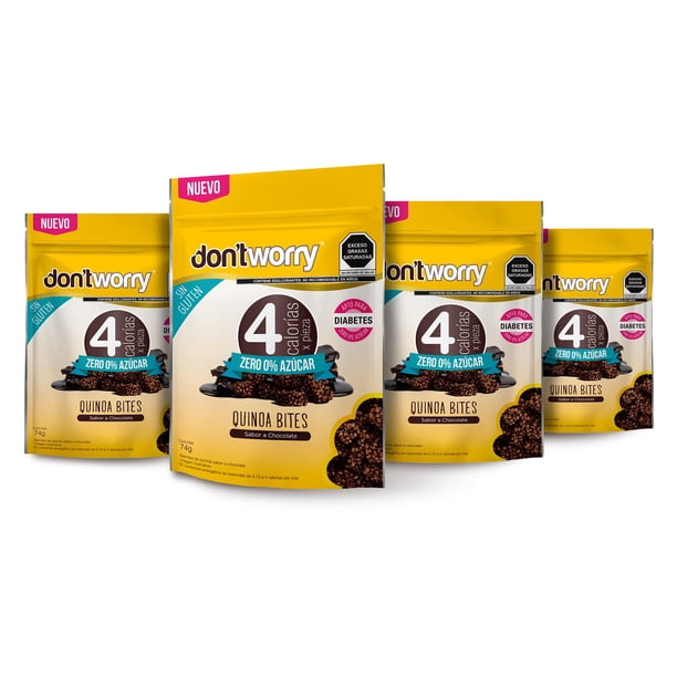 Don't Worry | Quinoa Bites | Chocolate | 4Pack | 4 Calorías | Dieta ...