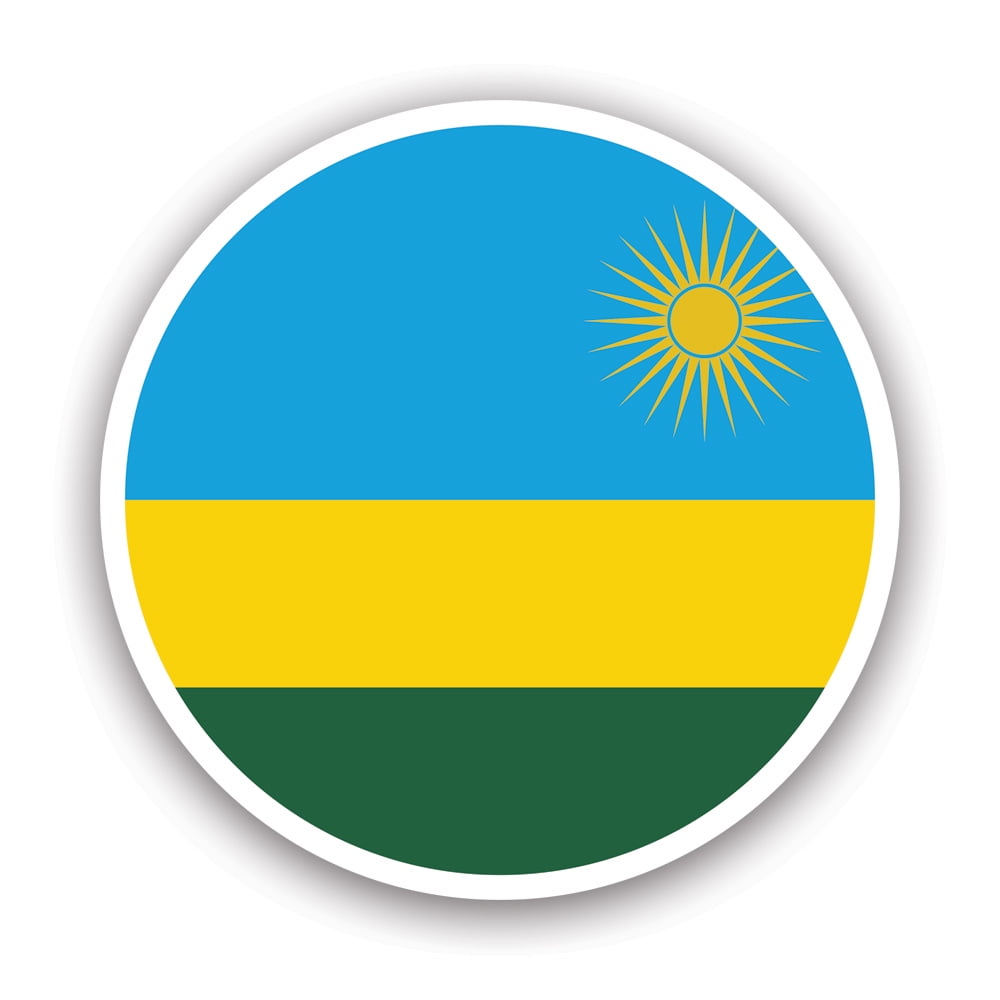 Round Rwandan Flag Sticker Decal - Self Adhesive Vinyl - Weatherproof - Made in USA - rwanda rwa ...