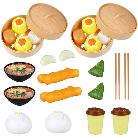 2 Sets Play Food for Kids Kitchen Toys Chinese Breakfast Food Play Set ...