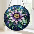 Blooming Passion Flower Botanical Scene Stained Glass Style Round ...