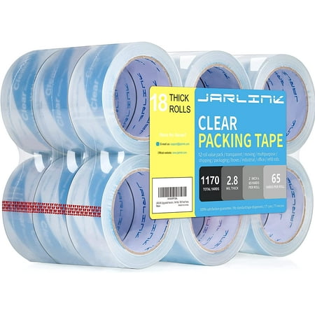 (Upgraded Version) Clear Packing Tape (12 Rolls), Heavy Duty Packaging ...