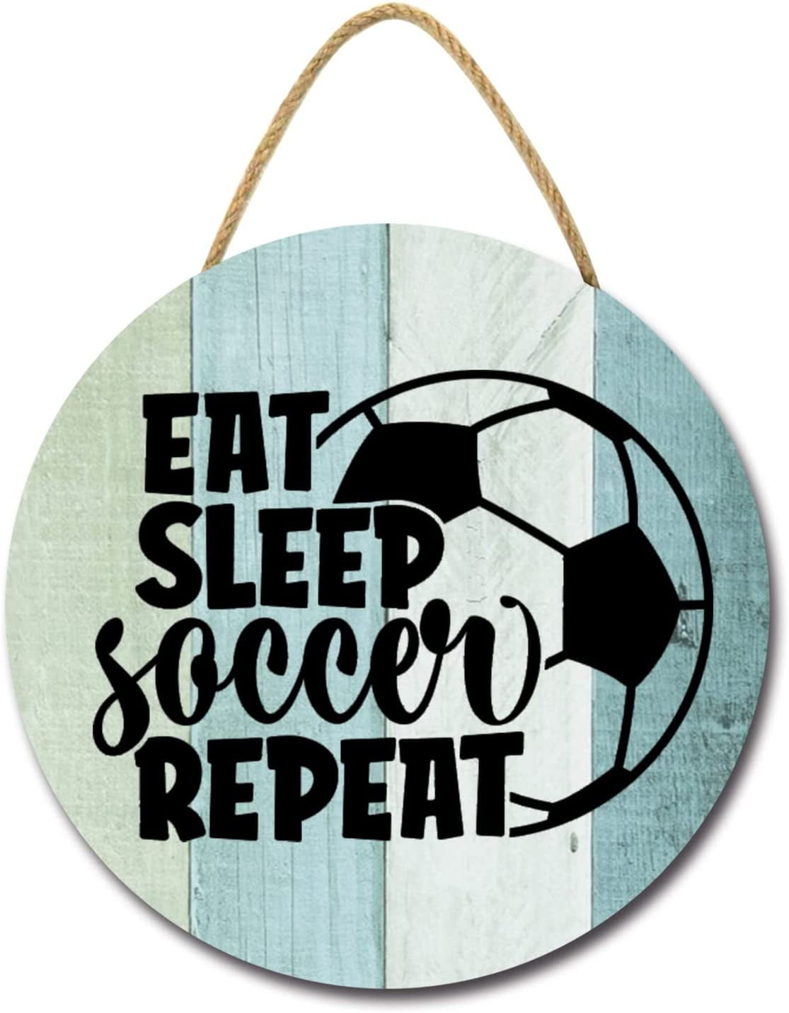 Eveokoki 11" Eat Sleep Soccer Repeat Funny Signs for Bar Pub Club ...