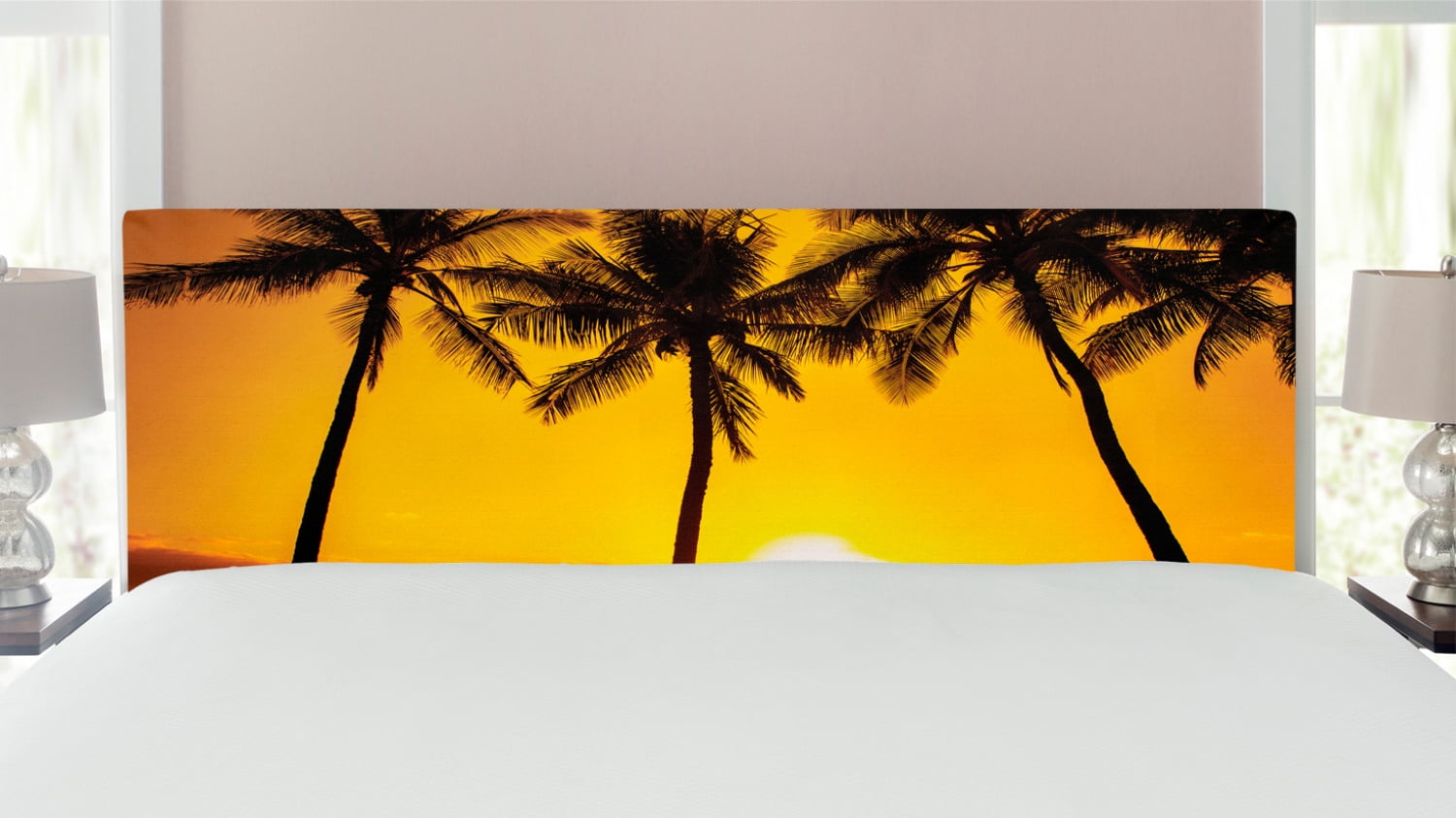 Tropical Headboard, Tropical Sunset Coastal Theme Beach Coconut Trees ...
