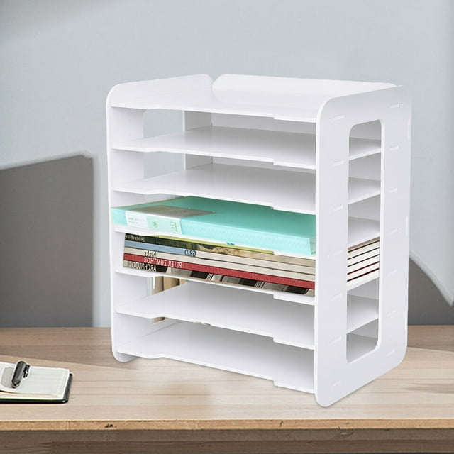 7 Tier Desktop Organizer Paper File Shelf Document Storage Rack Holder ...