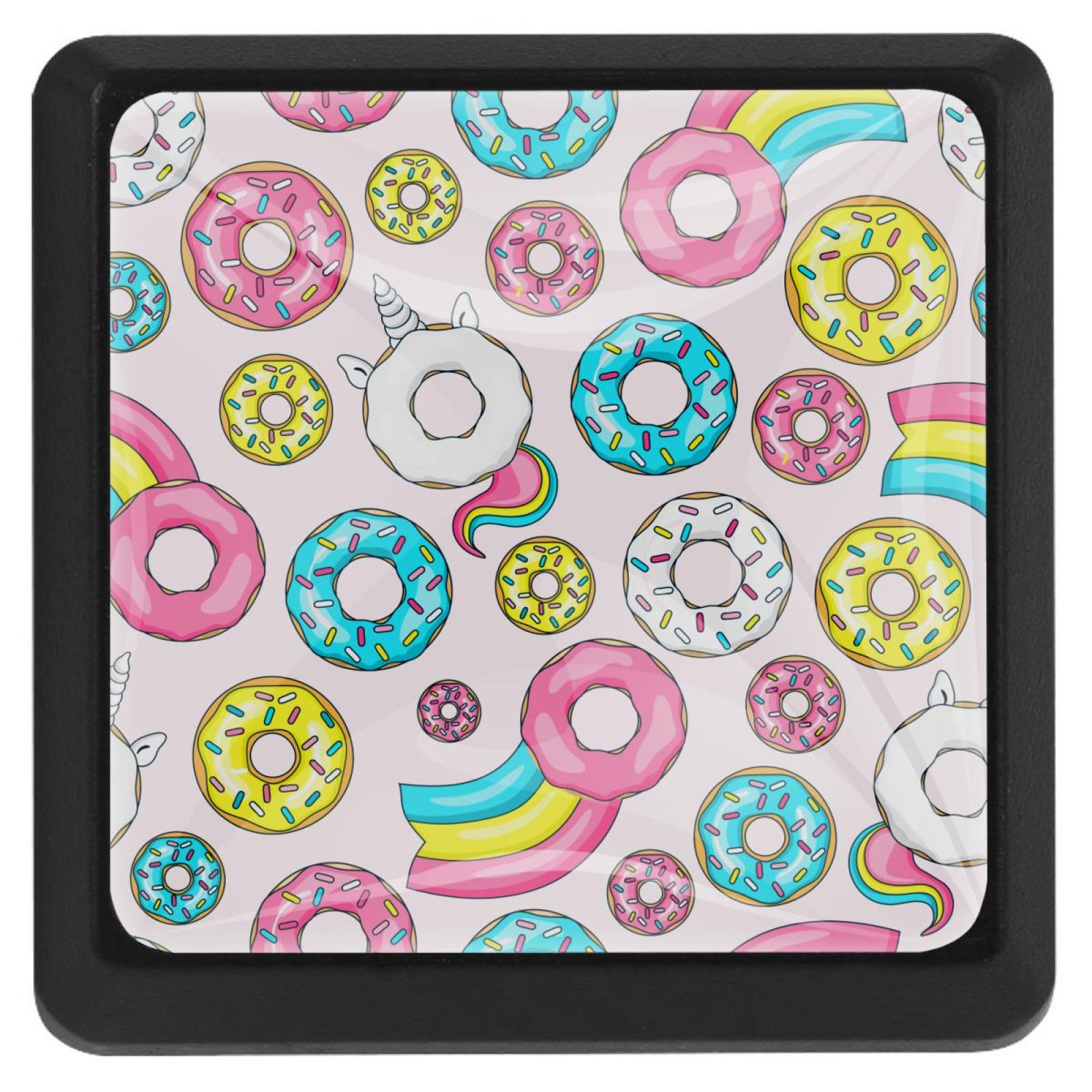 3 Pack Cute Colorful Donuts Square Cabinet Door Knobs Decor for ...