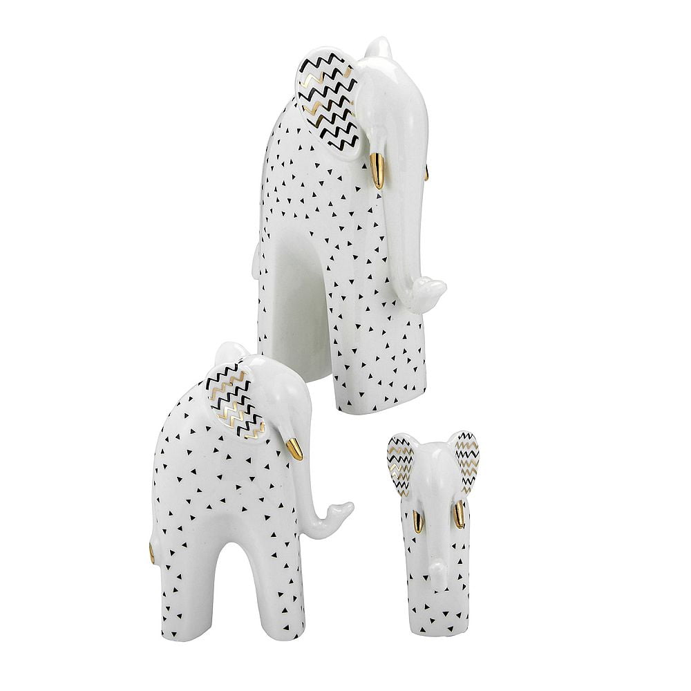 FASHIONCRAFT White Elephant Figure Set, Home Decorations, Gold Tusks ...