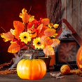 Artificial Pumpkin Table Centerpiece Potted Plants With Maple Sunflower ...