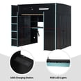 Aukfa Full Size Gaming Loft Bed with Desk, Wardrobe & RGB LED Lights ...