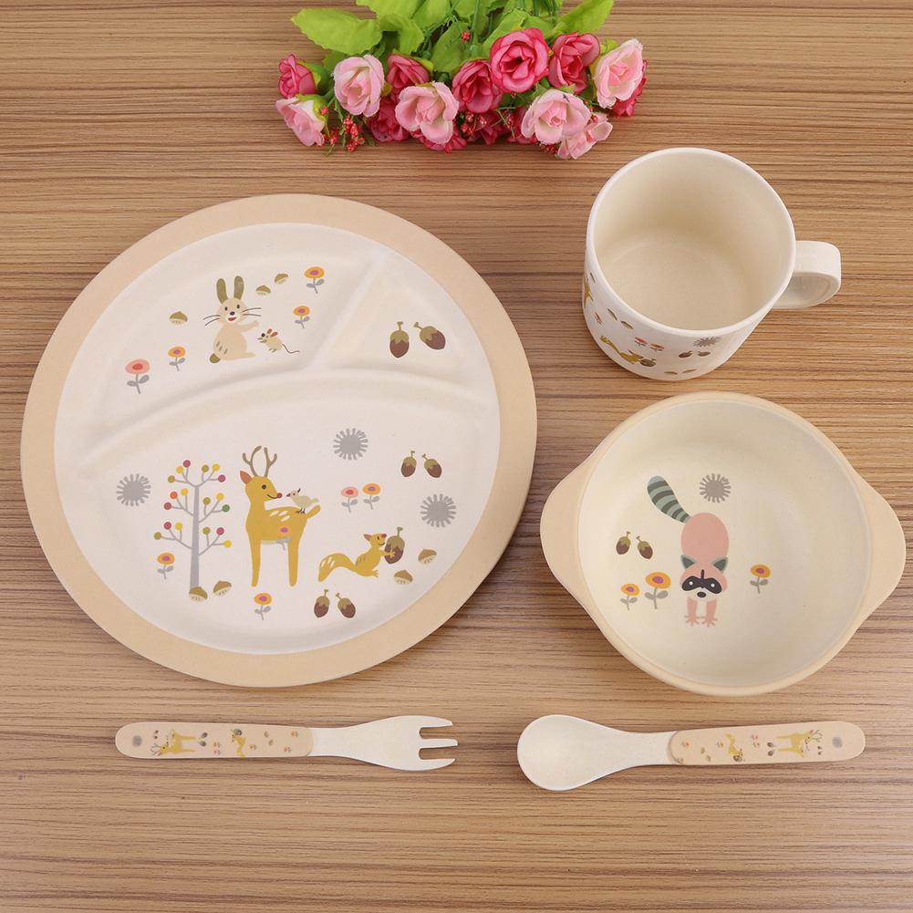 Mgaxyff 5 Pcs Set Bamboo Fiber Children Tableware For Children Baby Mgaxyff 5 Pcs Set Bamboo Fiber Children Tableware For Children Baby