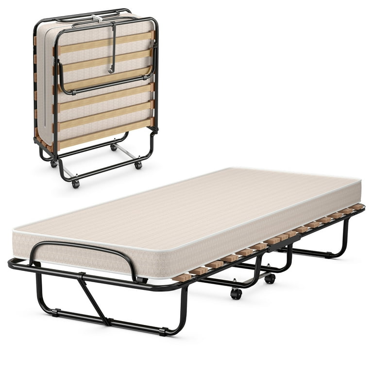 Costway Foldable Guest Single Sleeping Roll for Adults Portable Memory Foam Mattress Bed Beige Walmart