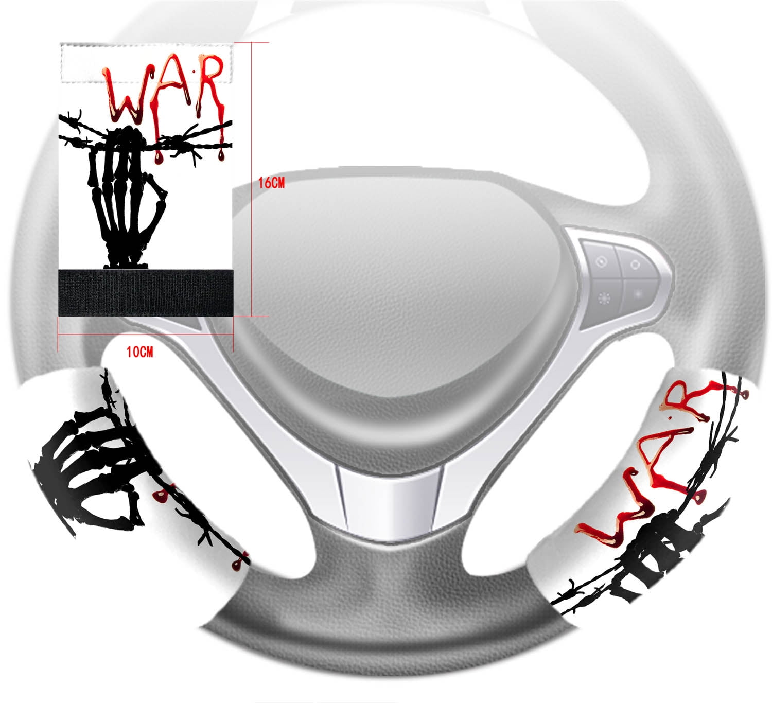 YKCG Bleeding Letter Skull Skeleton Hand Steering Wheel Cover Hook and ...