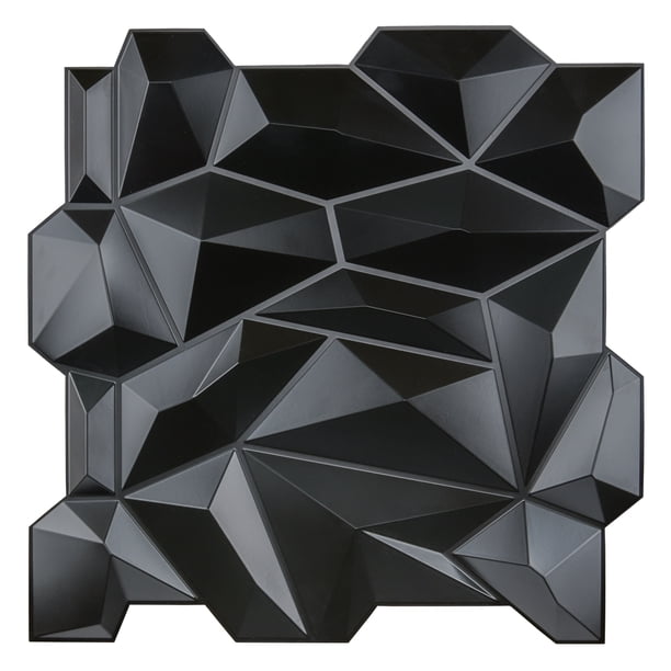 Art3d Black PVC 3D Wall Panel Diamond Wall Panel Jagged Matching 19.7 ...