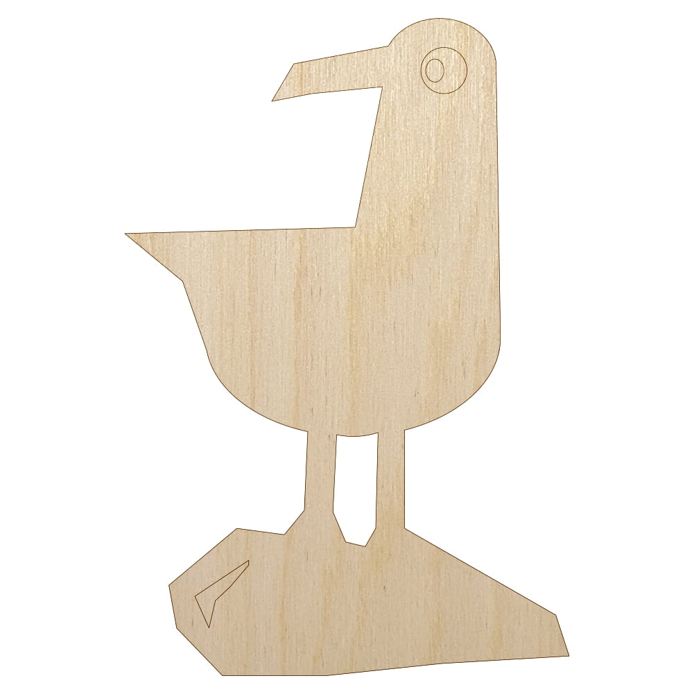 Cute Seagull Bird on Rock Wood Shape Unfinished Piece Cutout Craft DIY ...