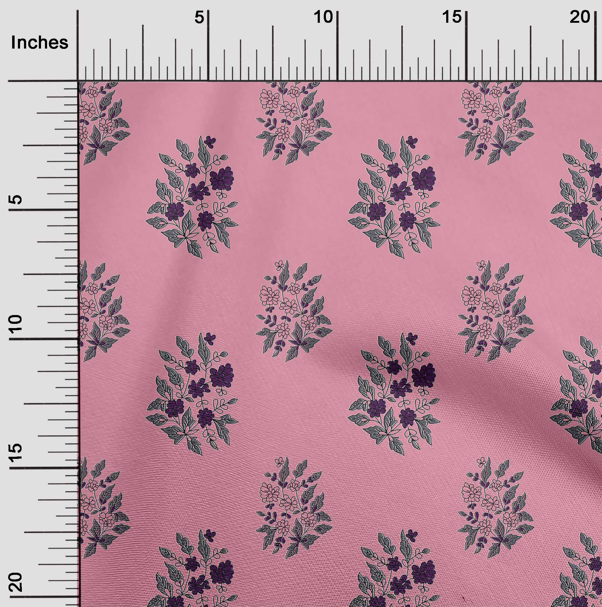 oneOone Organic Cotton Poplin Twill Fabric Leaves & Floral Block Print ...