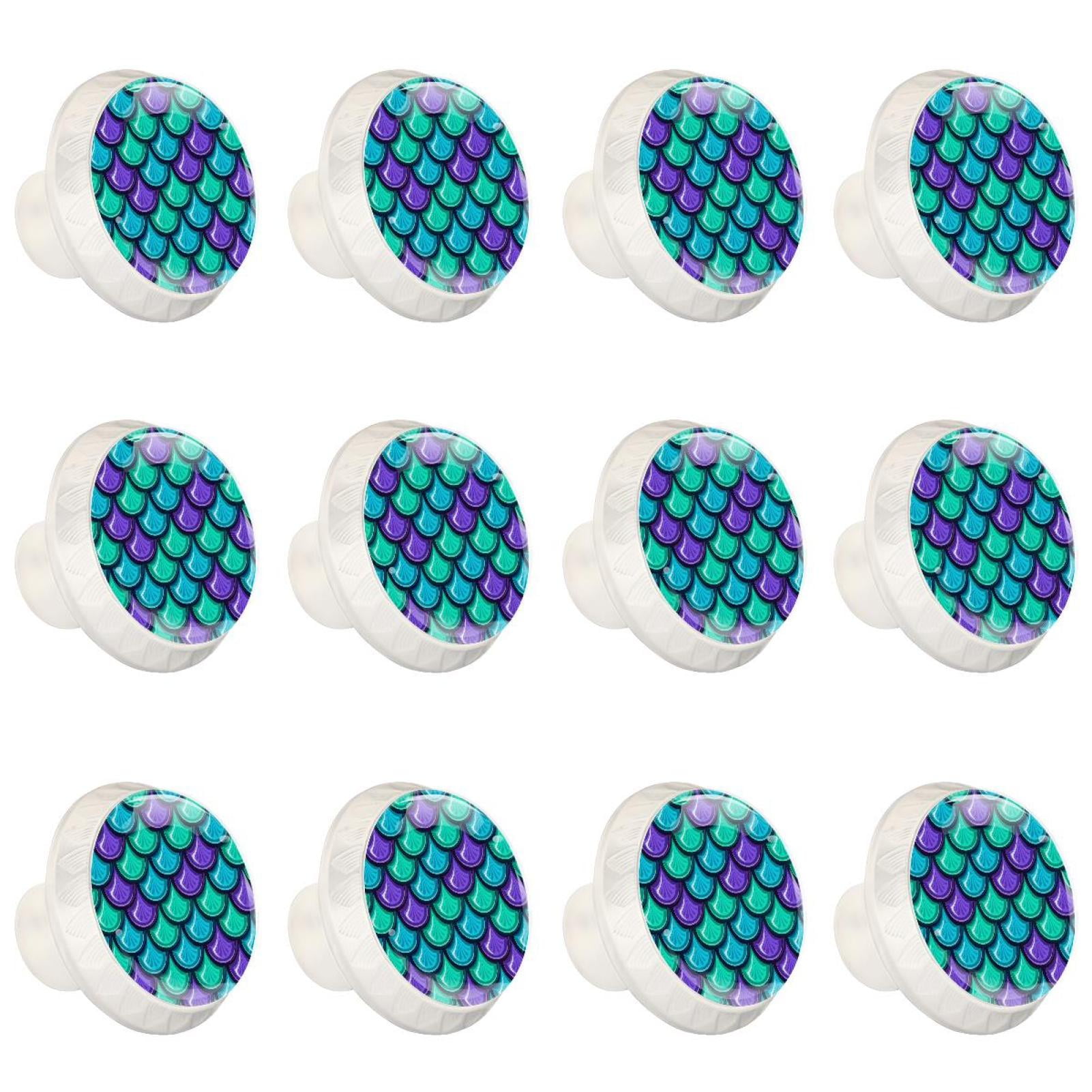 12 Pcs Colorful Fish Scales Knobs for Kitchen Cabinet Cupboard Dresser ...