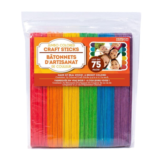 Horizon Group USA Colored Jumbo Wooden Craft Sticks, 65-Pack - Walmart.ca