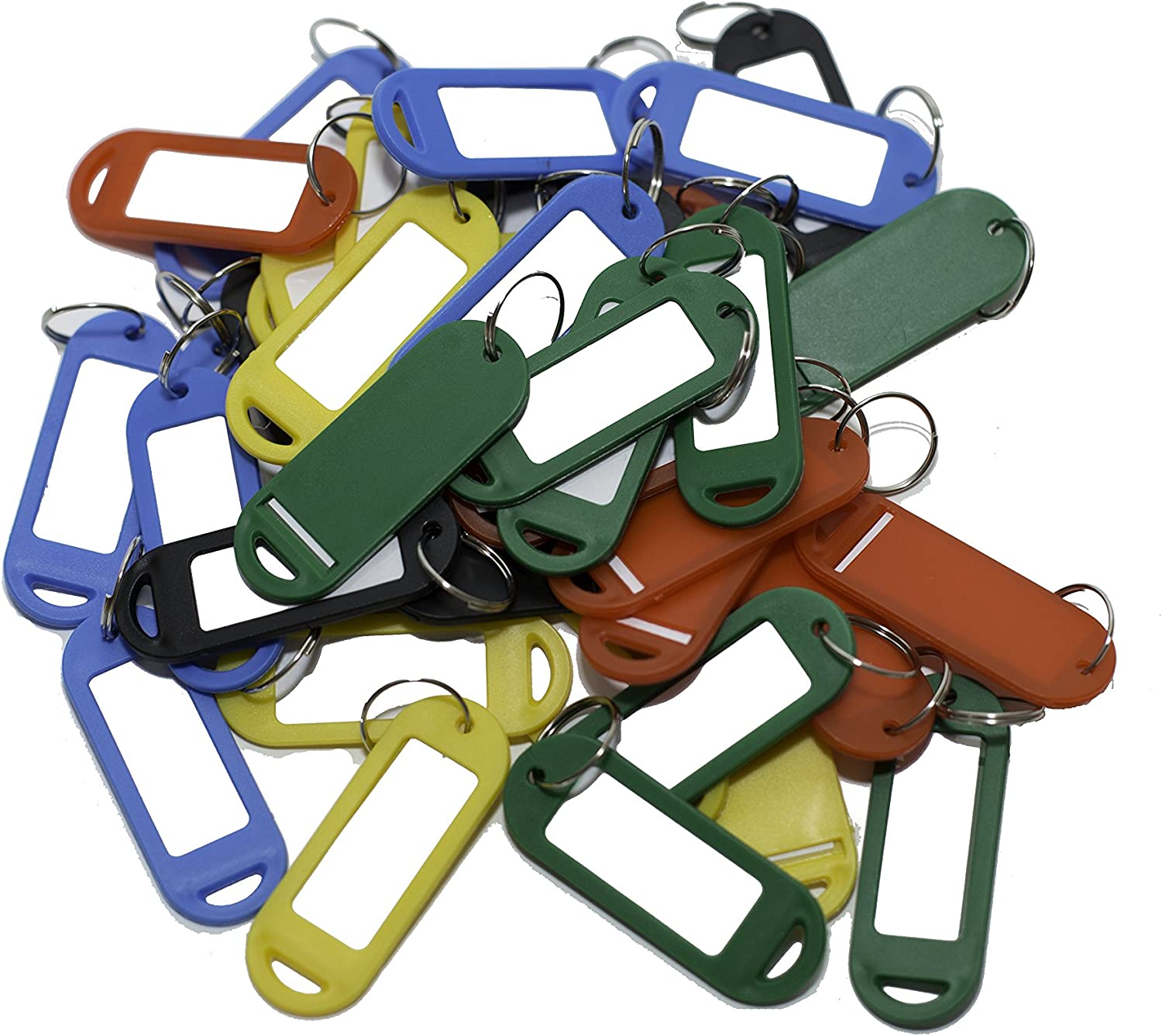 20 Pack Plastic Key Tags with Split Keyring Label Window Great for Your ...