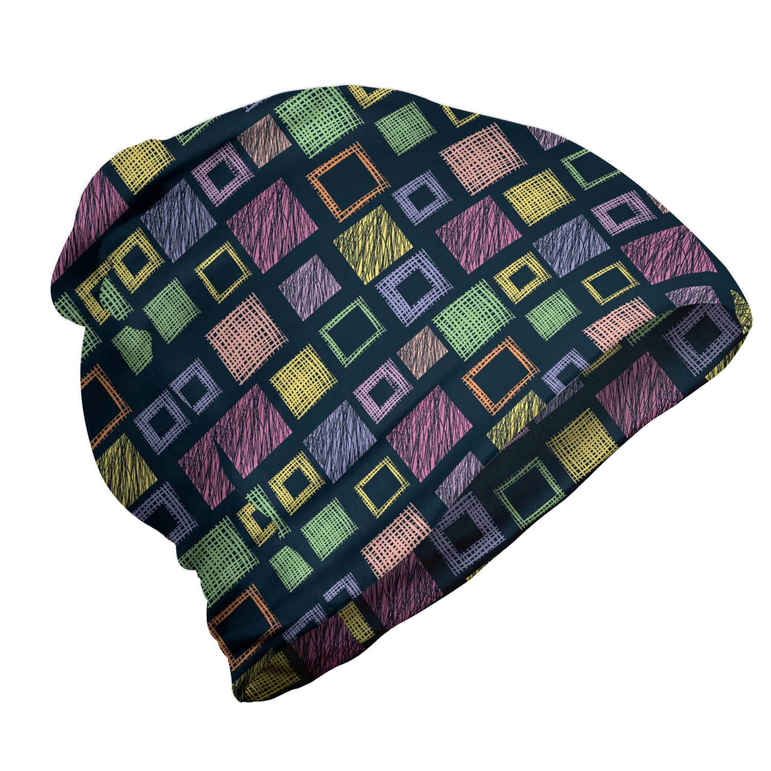 Geometric Unisex Beanie, Hand Drawn Squares, Hiking Outdoors ...