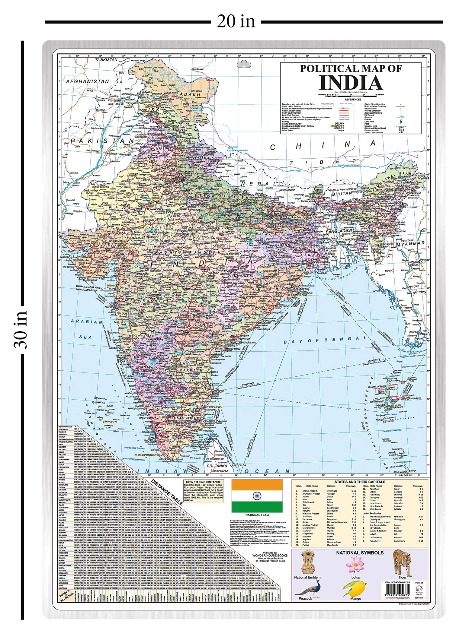 Harta e fundme politike e Indisabel me Jammu, Kashmir dhe Ladakh ...