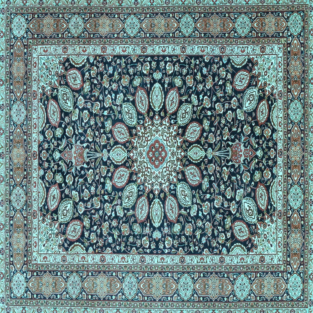Ahgly Company Indoor Square Medallion Light Blue Traditional Area Rugs ...