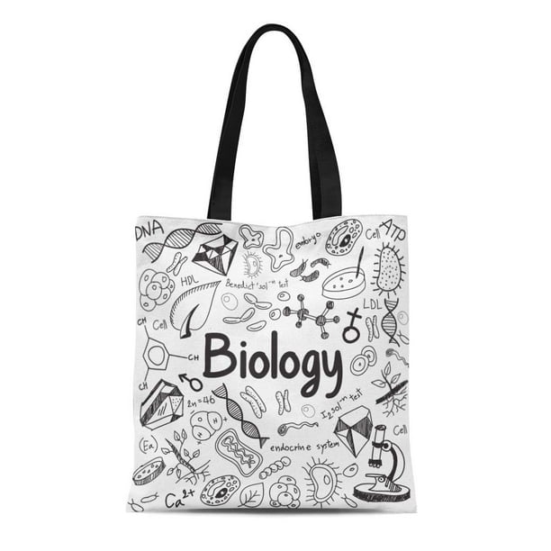 NUDECOR Canvas Tote Bag Biology Science Theory Doodle and Tool Model in ...