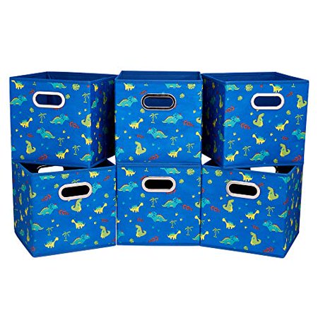 Dinosaur Fabric Storage Cubes Bins Kids 13x13x 13 in Navy Blue Storage ...