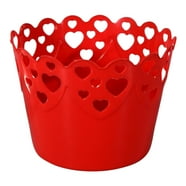 Valentine's Heart Shaped and Slotted Baskets with Handles, 6.875x8.25x5 ...