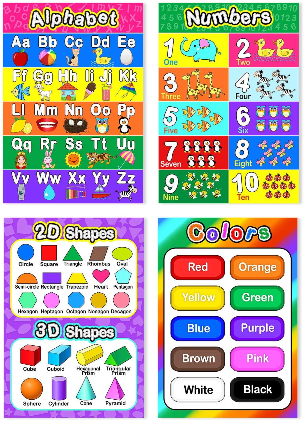 Buy 12 Pieces Educational Math Posters for Kids with 80 Glue Point Dot ...