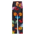 Autumn Winter Women's Pajama Pants Colorful Butterflies on Dark ...
