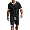 Chiccall Mens Tracksuit 2 Piece Outfits Summer V Neck Short Sleeve T ...