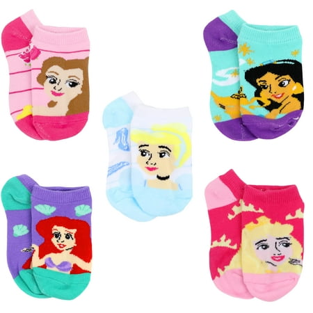 Disney Girl's Princess 5 Pack Character Socks, Medium, Pink | Walmart ...