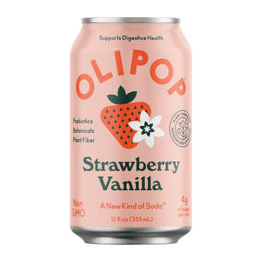 OLIPOP Healthy Prebiotic Soda, Strawberry Vanilla Flavor, Digestive Health Benefits, Diet ...