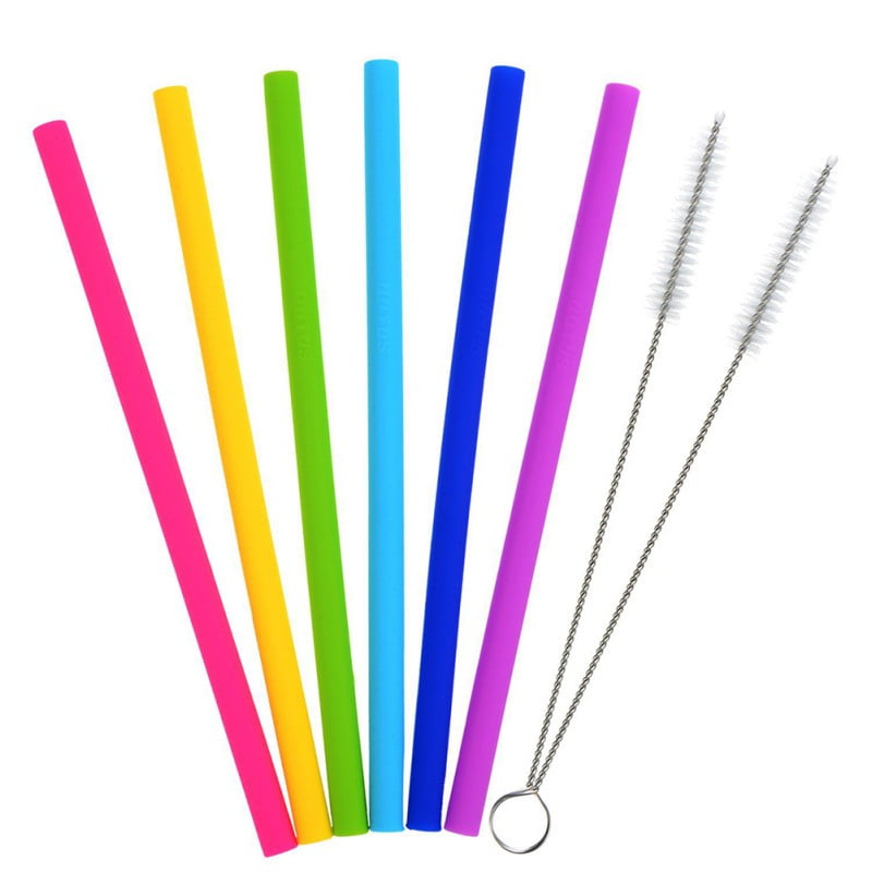 Supersellers 6 Pcs Reusable Silicone Drinking Straws 10" Flexible ...