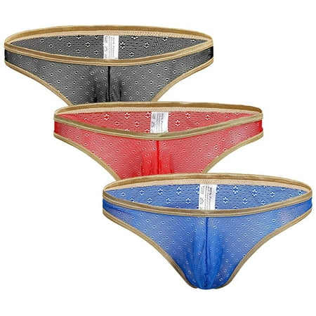 Men's Translucent Lingerie Low Rise Lace Bikini T-Back G-String Thongs ...