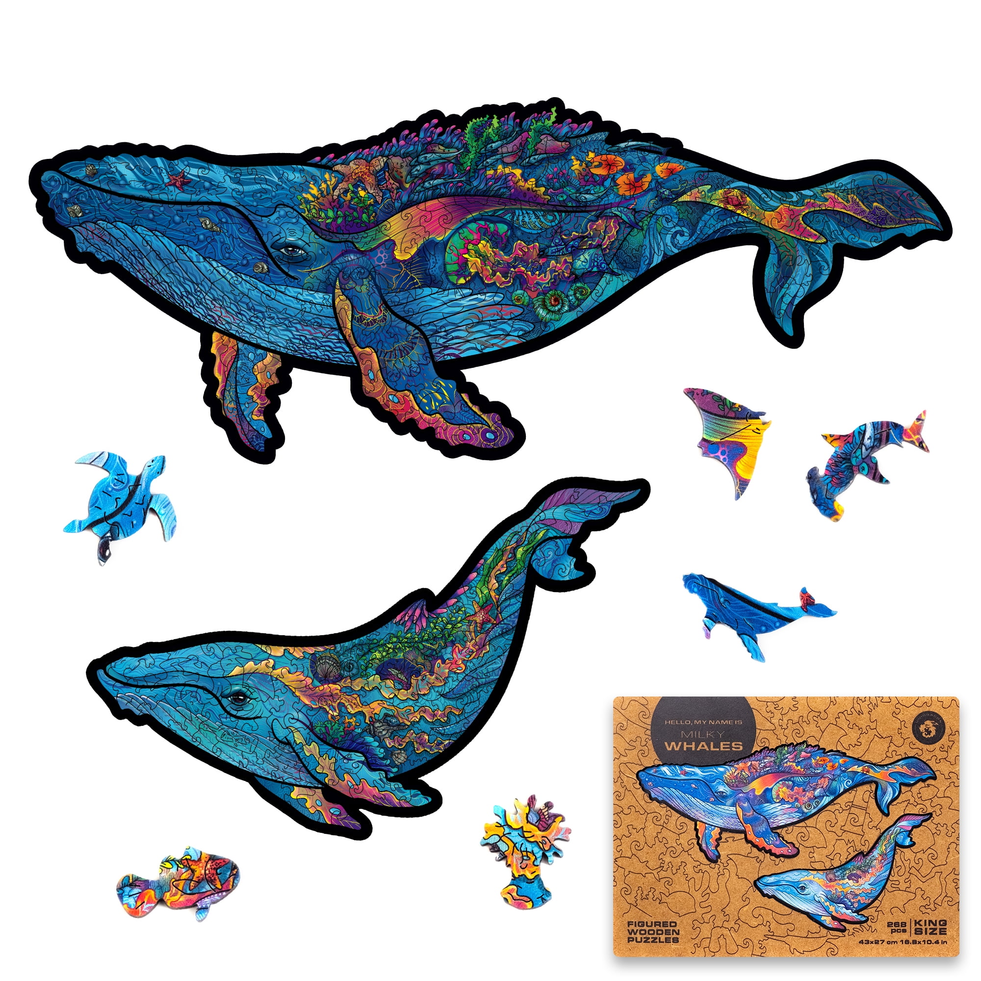 UNIDRAGON Milky Whales Wooden Jigsaw Puzzle KS 268 Pieces - Walmart.com