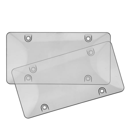 2X Car Smoked Flat License Plate Frame Cover Shield Tinted Plastic Tag ...