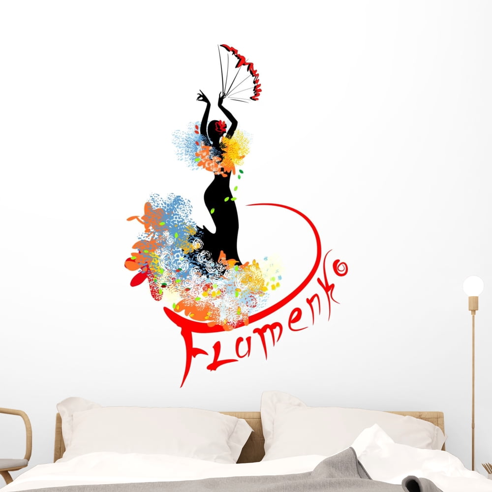 Flamenco Dancer Fan Wall Mural Decal by Wallmonkeys Vinyl Peel and ...