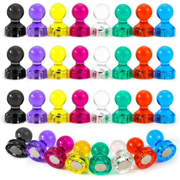 32 Pack Plastic Whiteboard Magnets, 8 Colors, 11 X 17mm, Tapered Magnet ...