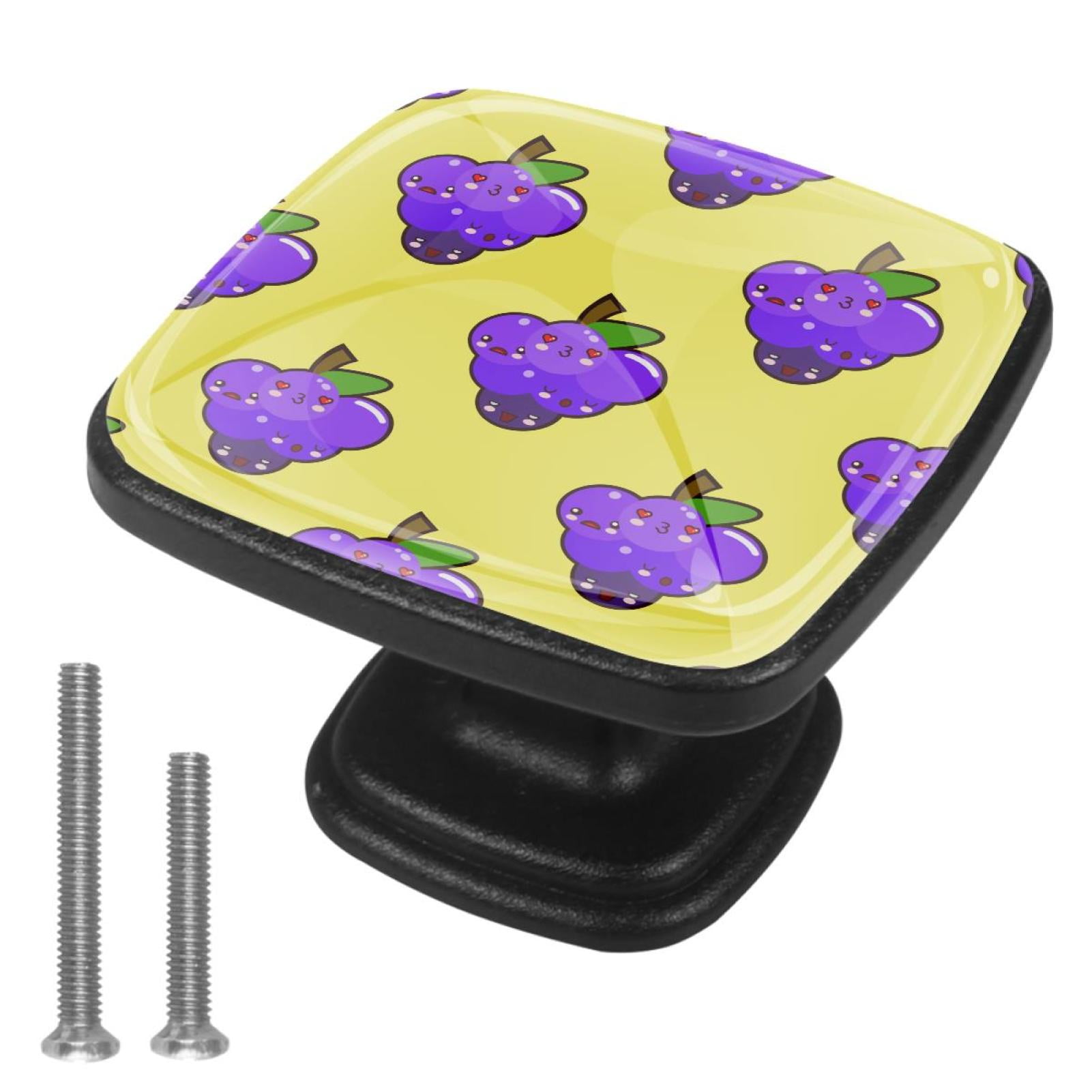4 Pcs Cabinet Handle Drawer Pulls Grape Fruit Knobs with Screws Square ...