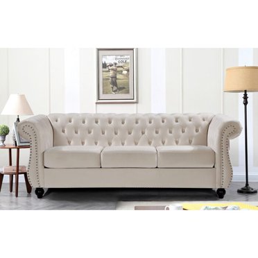 Uspridefurniture Feingold 85'' Velvet Rolled Arm Sofa - Blue - Walmart.com
