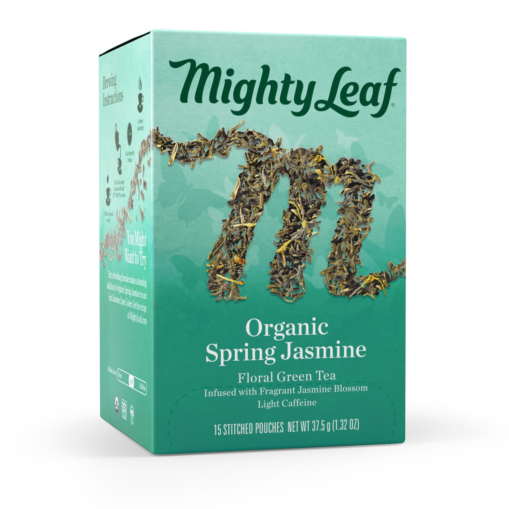Mighty Leaf Tea Organic Spring Jasmine, Green Tea, 15 Tea Bags ...