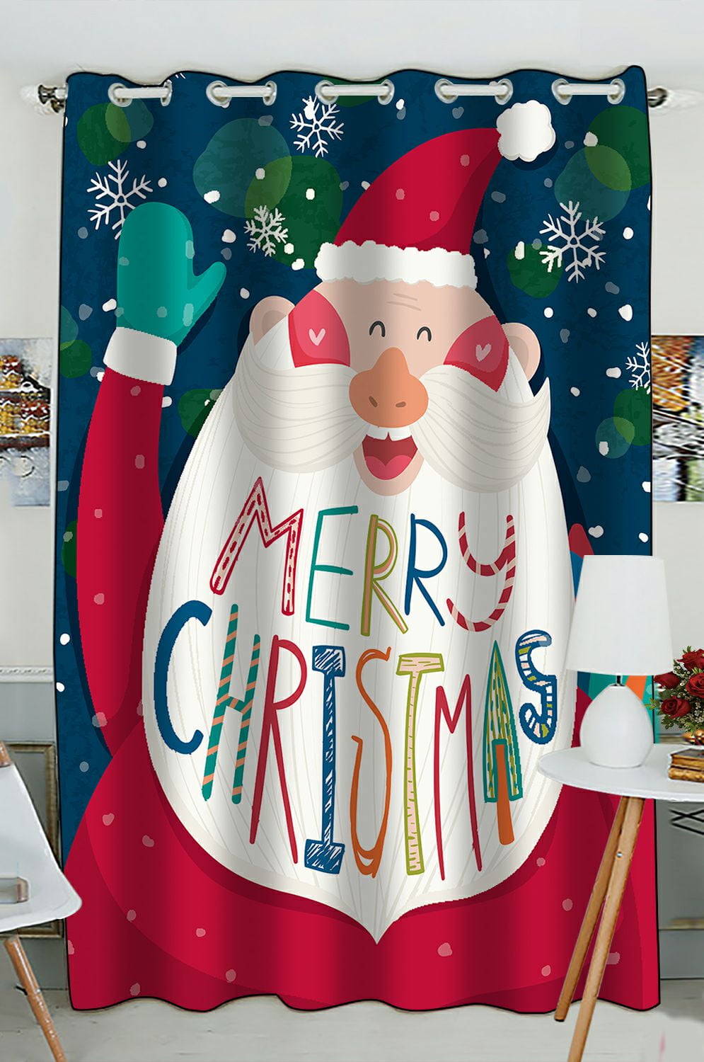 ZKGK Merry Christmas Santa Claus Window Curtain Drapery/Panels ...