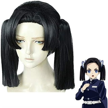 Demon Slayer Kimetsu no Yaiba Kanzaki Aoi Black Ponytails Wig Cosplay ...